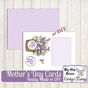 Printable Mothers Day Card Bundle, DIY Floral Greeting Card, Daisy ...