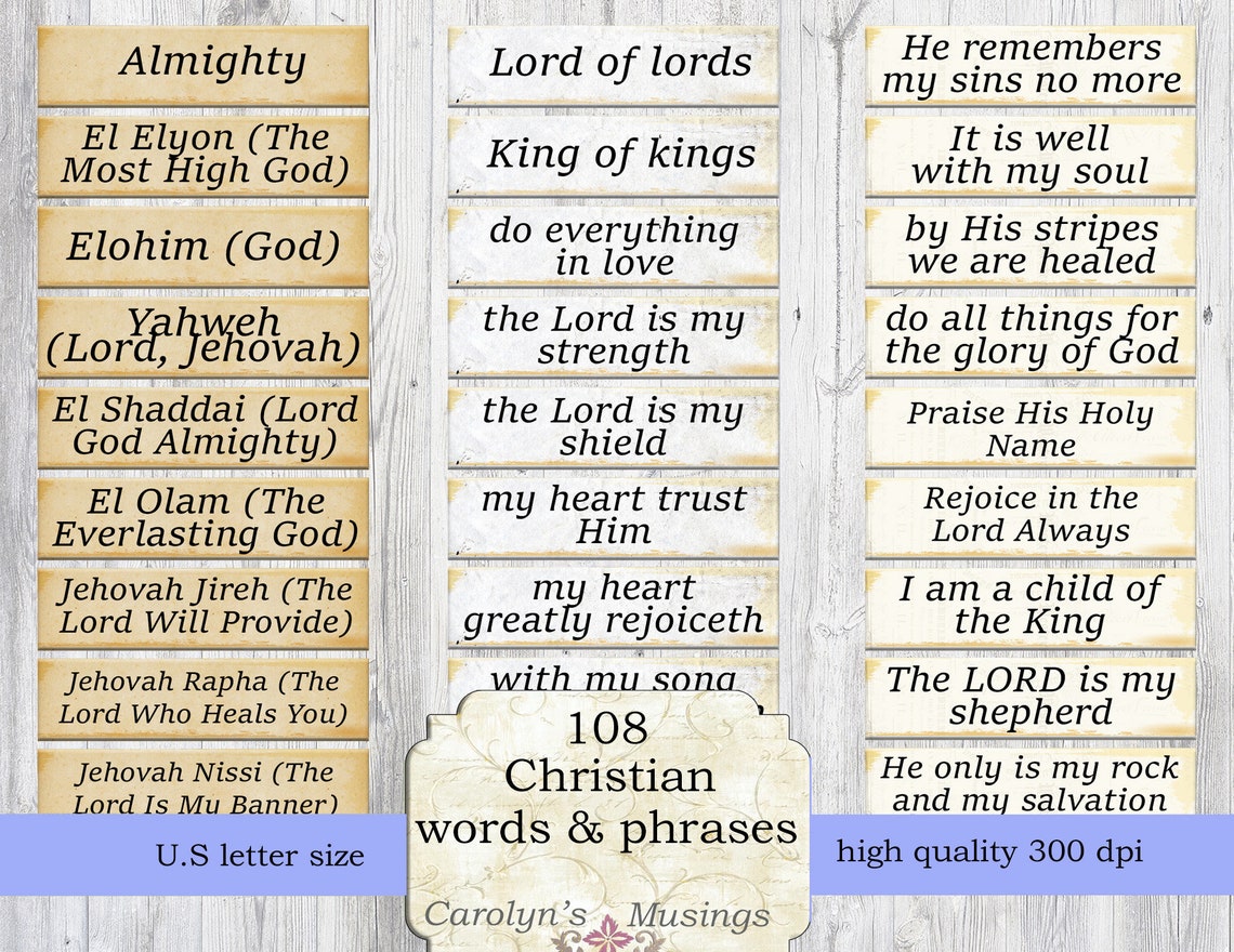 Christian Words & Phrases Ephemera, Printable Prayer Journal (digital ...