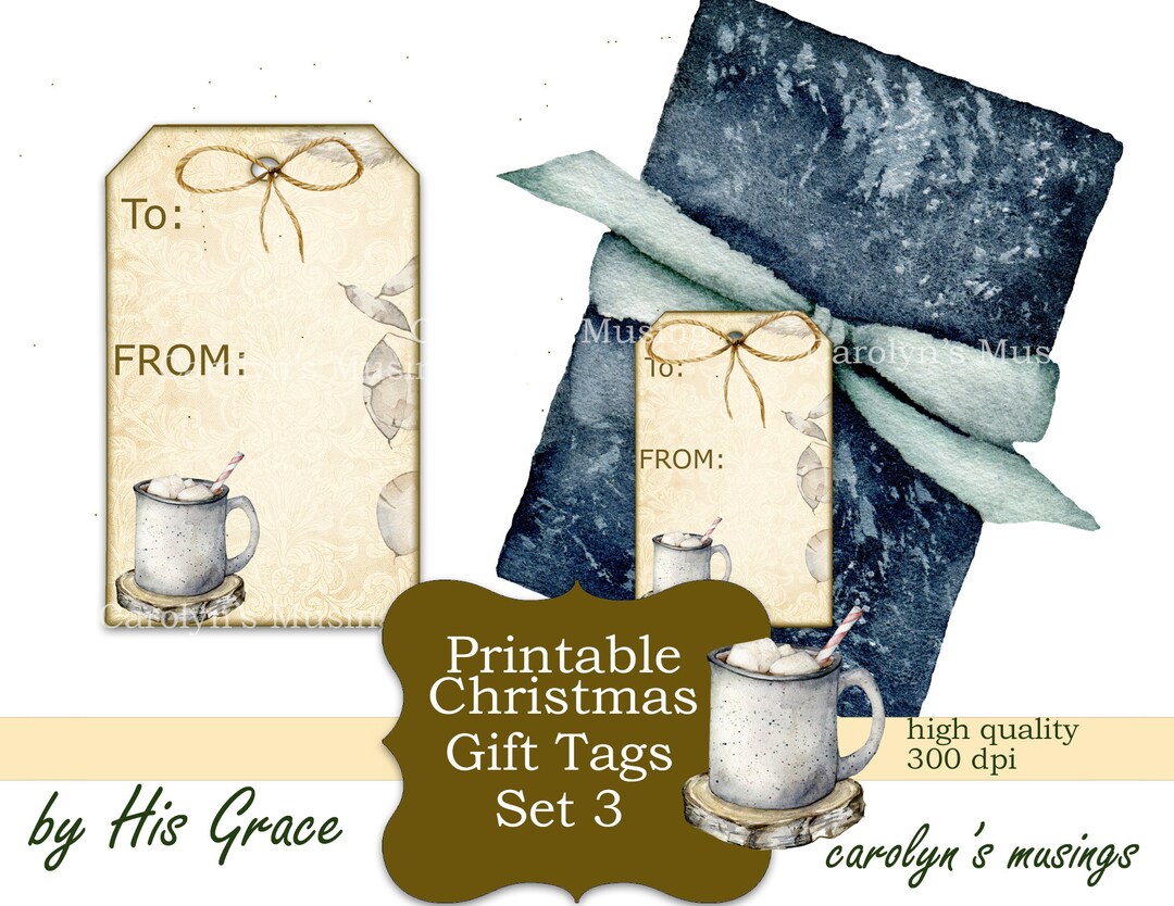 Christmas Tags Set 3, Printable Gift Tag, Digital Gift Tags, Holdiay ...