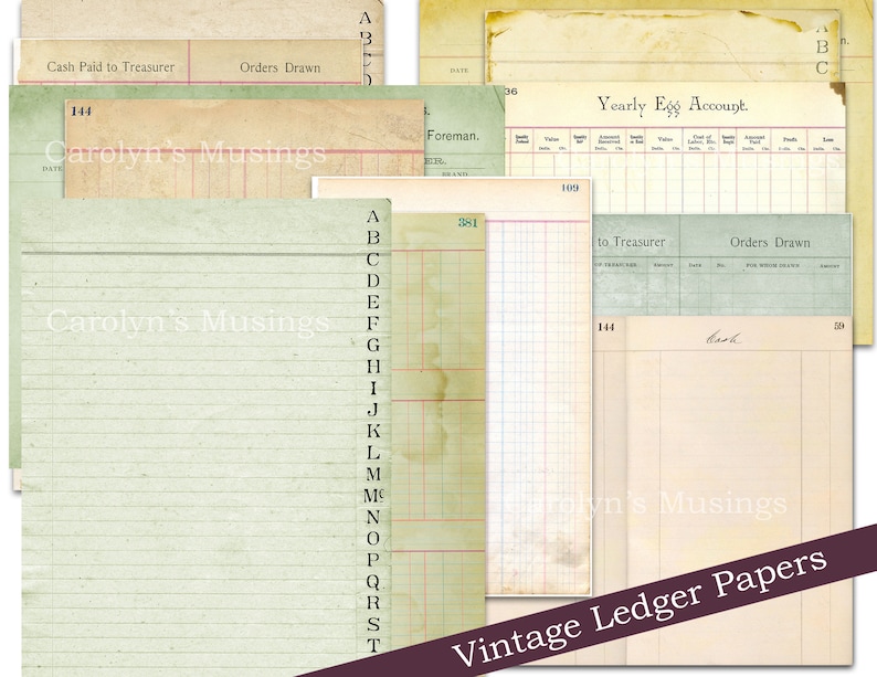 Vintage Ledger Paper, Printable Journal Pages (digital Download) - Etsy