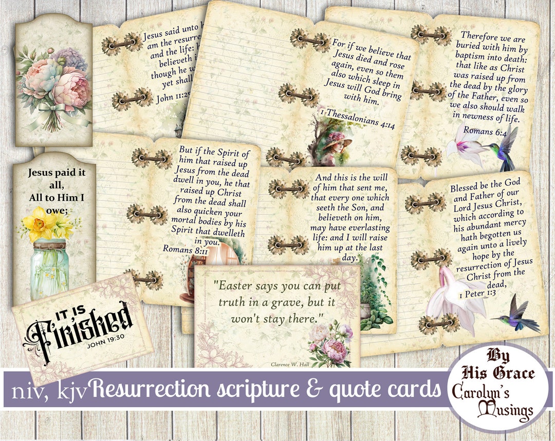 Junk Journal, Resurrection Scriptures, Quote, Cards, KJV, Niv,easter ...