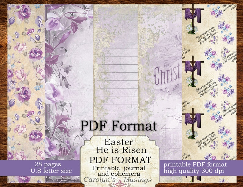 Printable Christian Journal Pages PDF Format He is Risen - Etsy