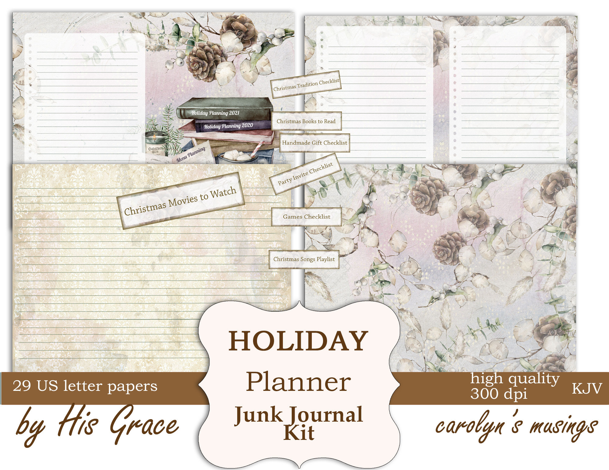 Christmas Planner Printable, Holiday Journal Kit (digital Download) - Etsy