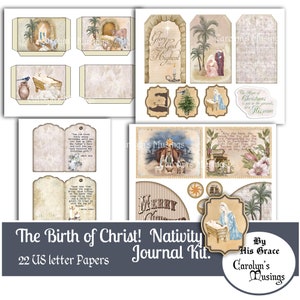 Nativity, Junk Journal Kit, Printable, Birth Of, Jesus Christ, Vintage ...