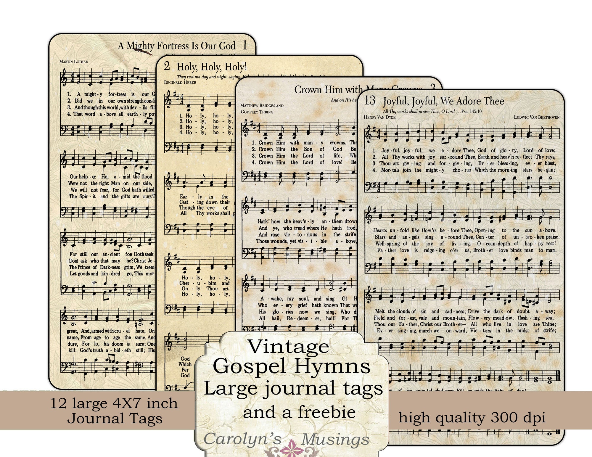 Gospel Hymns Journal Tags, Vintage Ephemera (PDF) - Etsy