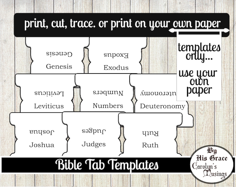 66 Bible Tab Templates: Black & White Labels (digital Download) - Etsy