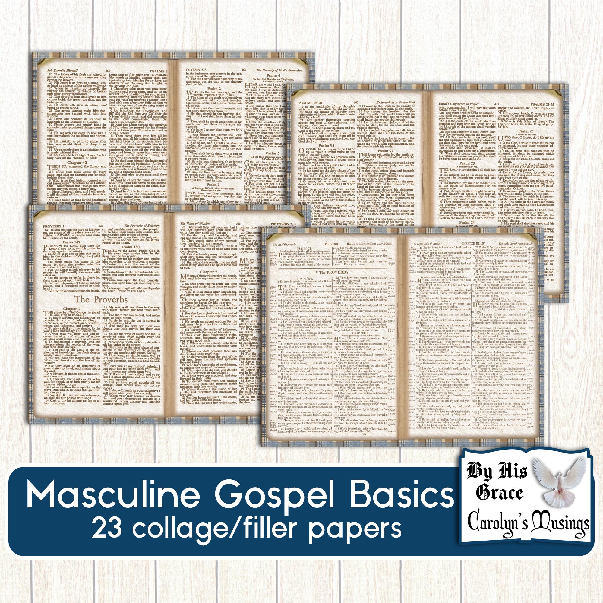 Masculine Gospel Basics Collage Papers: Bible Pages, Camping, Travel ...