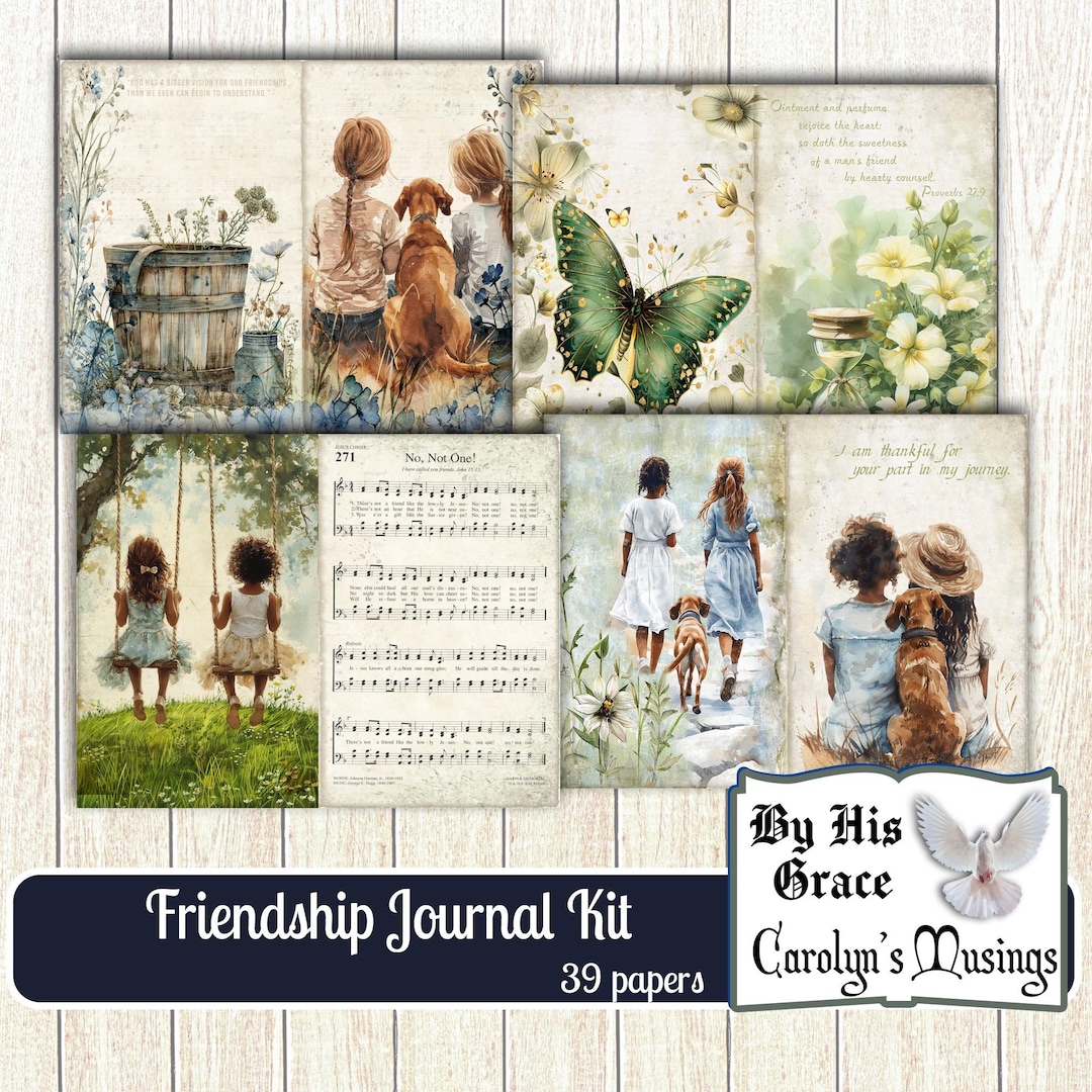 Christian Friendship Junk Journal Kit: Devotional Scrapbook Pages ...