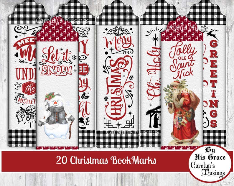 Vintage Christmas Bookmarks, Retro Holiday Sayings (digital Download ...