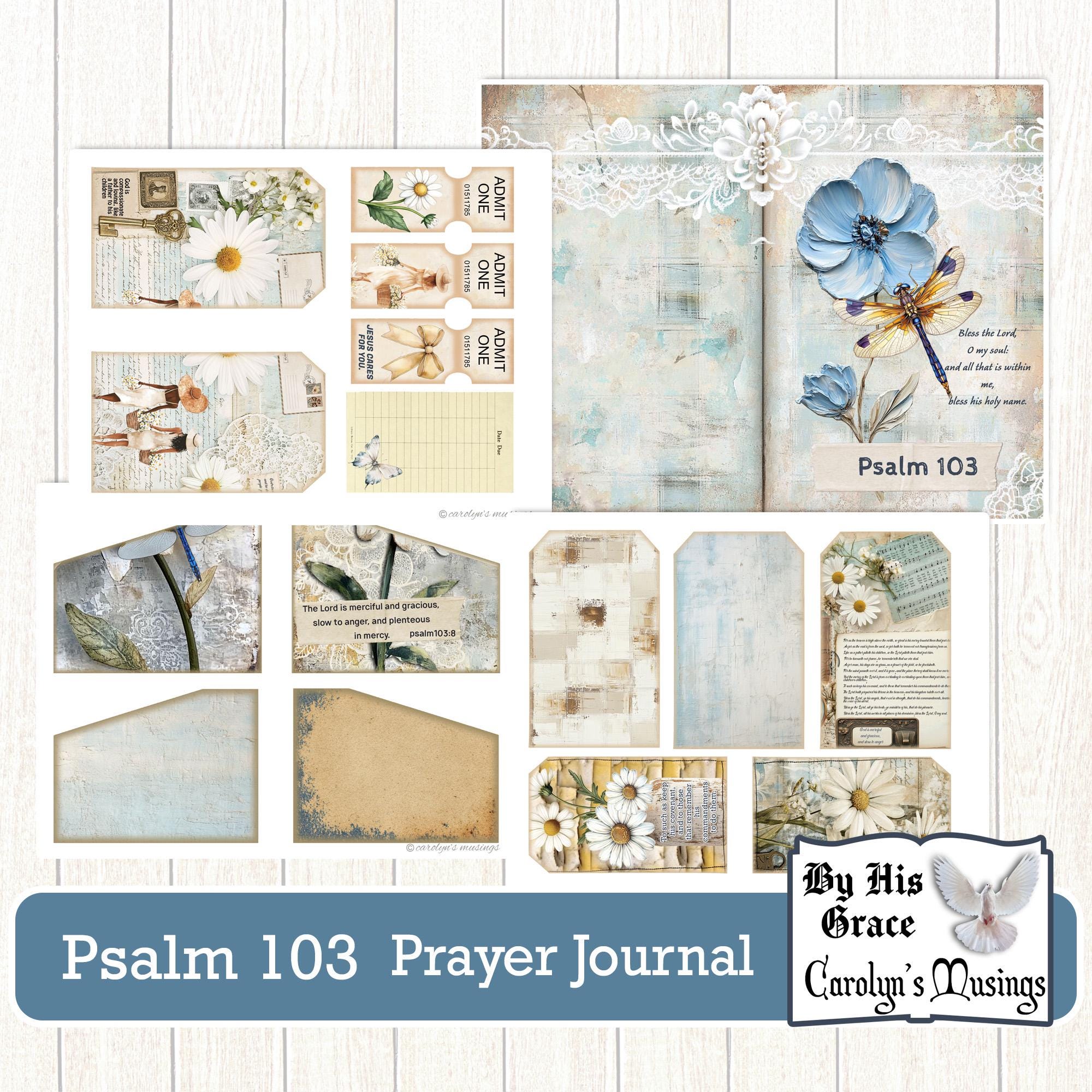 Christian Junk Journal Kit: Psalm 103, Daisy Watercolor (digital ...