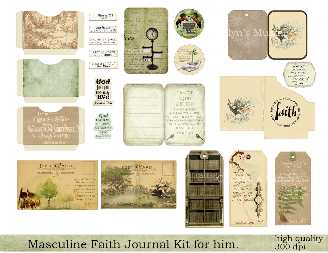 Printable Masculine Faith Journal Kit Christian Junk Journal - Etsy