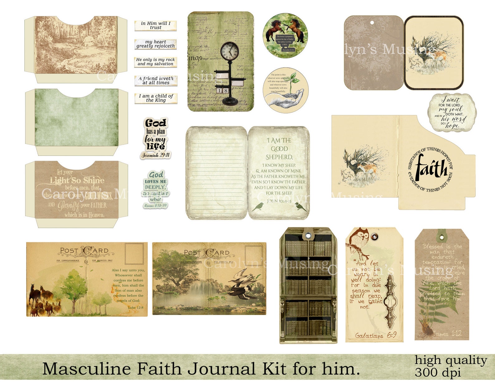 Printable Masculine Faith Journal Kit Christian Junk Journal - Etsy