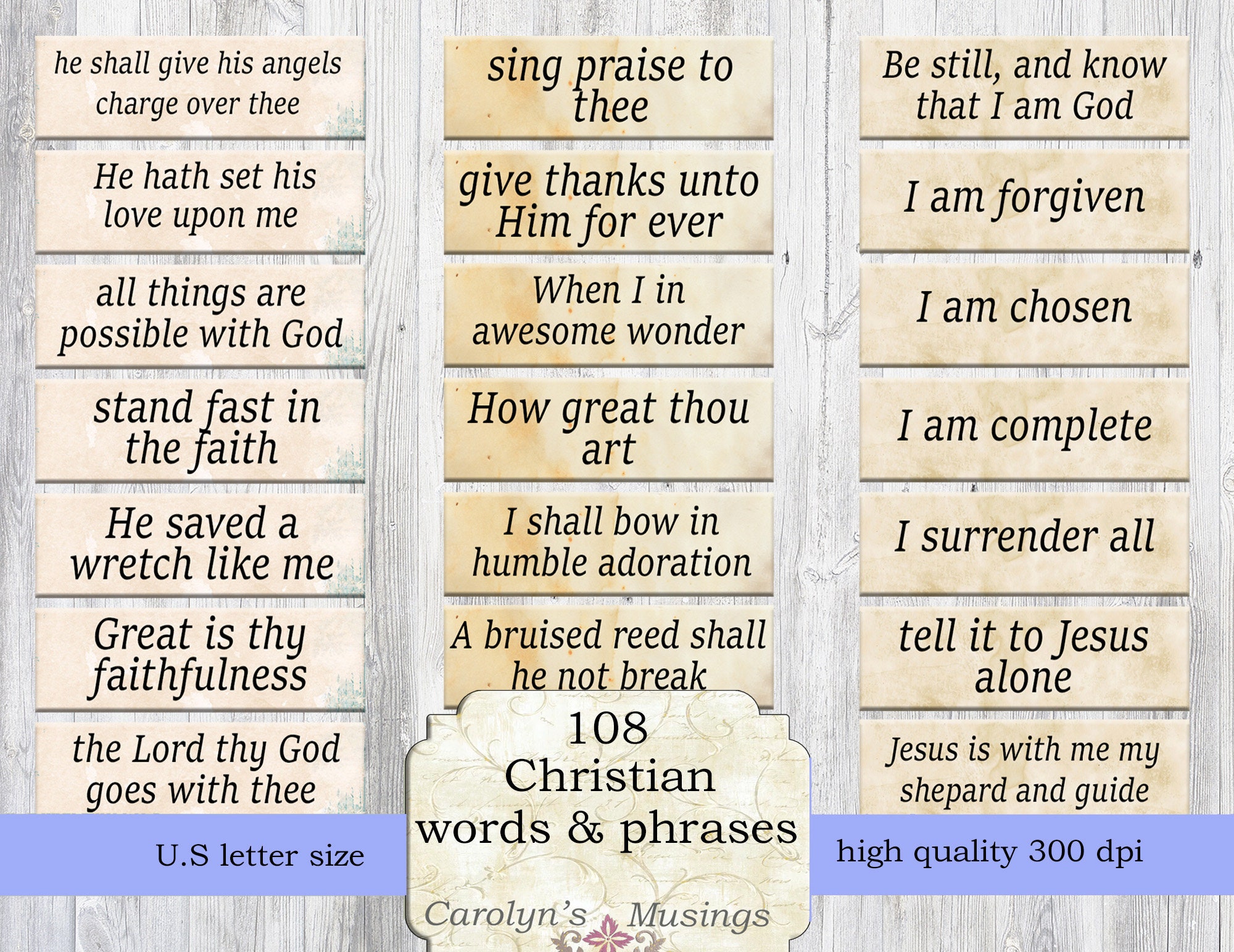Christian Words & Phrases Ephemera, Printable Prayer Journal (digital ...