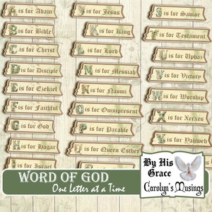Junk Journal Ephemera, Word of God One Letter at a Time, Digital ...