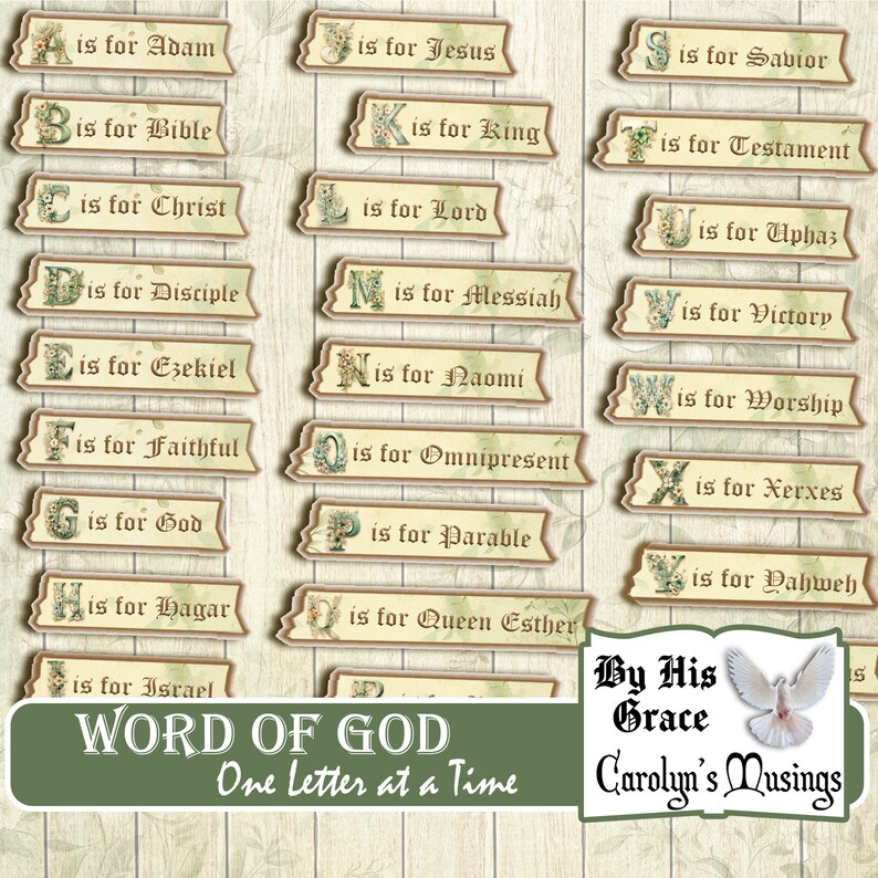 Word of God Alphabet Ephemera: Junk Journal Printable (digital Download ...