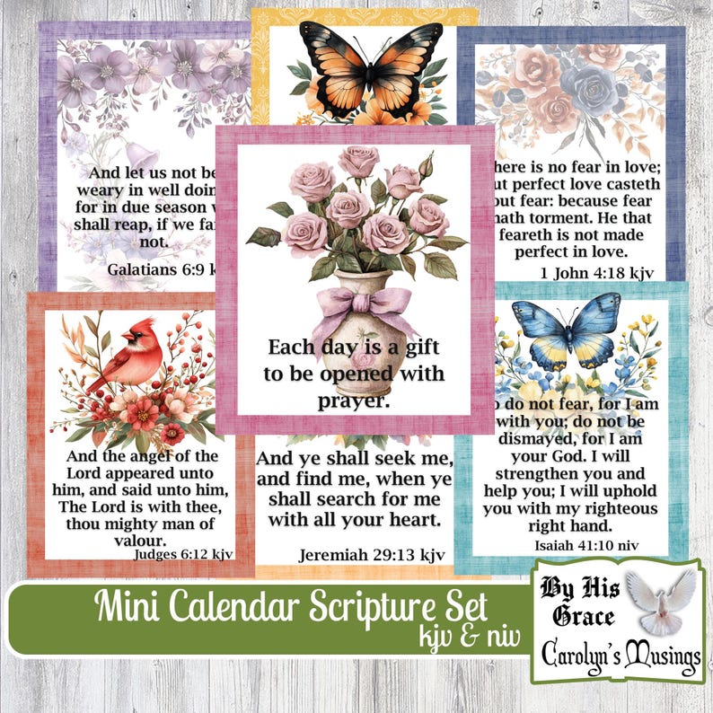 2025 Mini Calendar Scripture Set: KJV & NIV Memory Verses (digital ...
