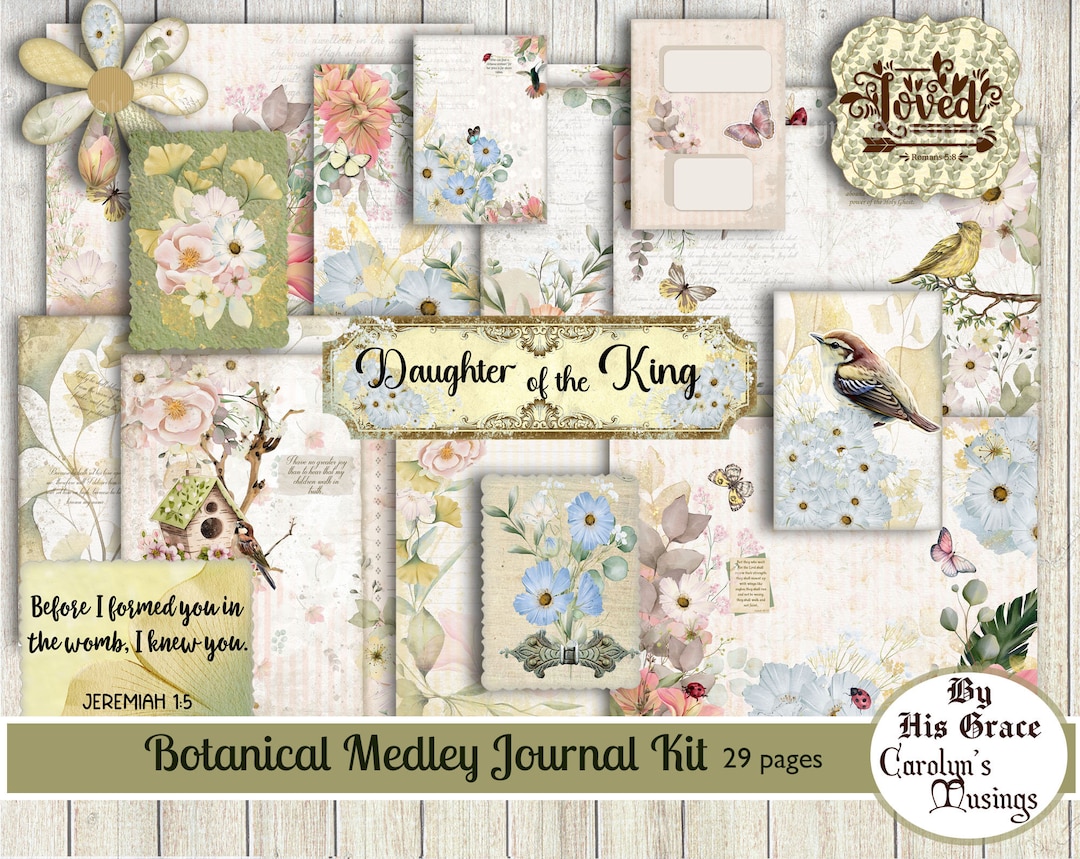 Botanical Medley Prayer Journal Kit: Christian Ephemera (digital ...