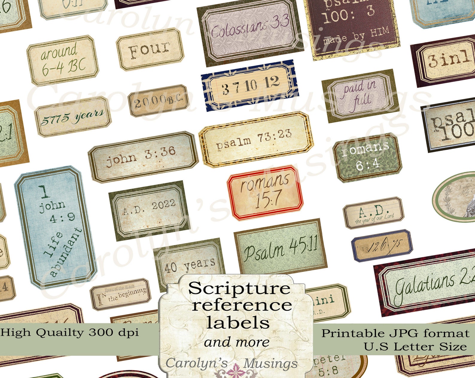 Printable Scripture Reference Labels Prayer Journal Ephemera | Etsy
