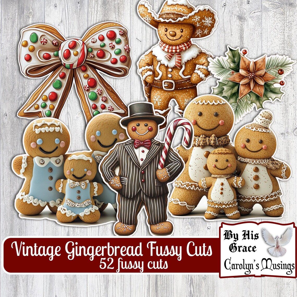 Vintage Christmas Gingerbread Fussy Cuts: Scrapbooking Ephemera ...
