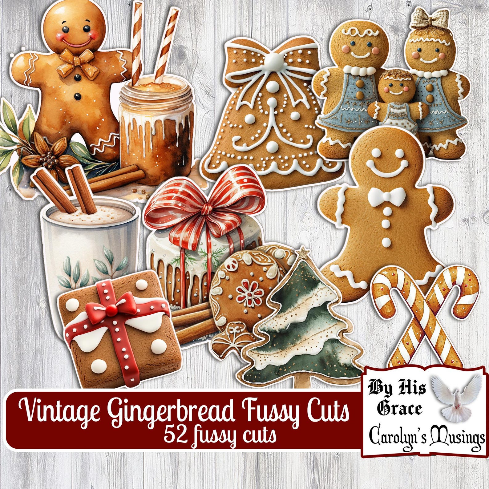 Vintage Christmas Gingerbread Fussy Cuts: Scrapbooking Ephemera ...