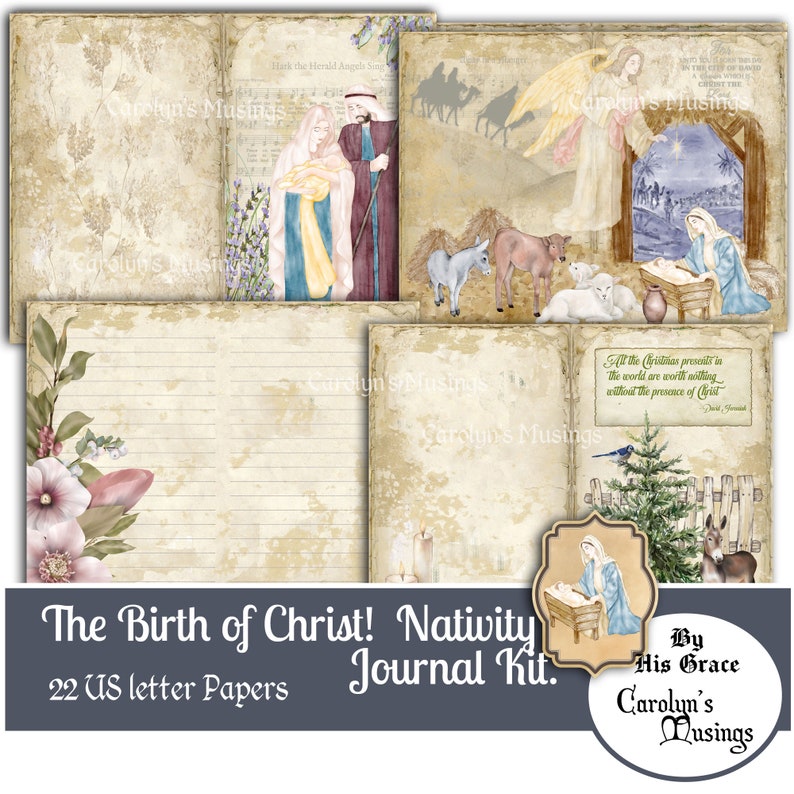 Nativity, Junk Journal Kit, Printable, Birth Of, Jesus Christ, Vintage ...