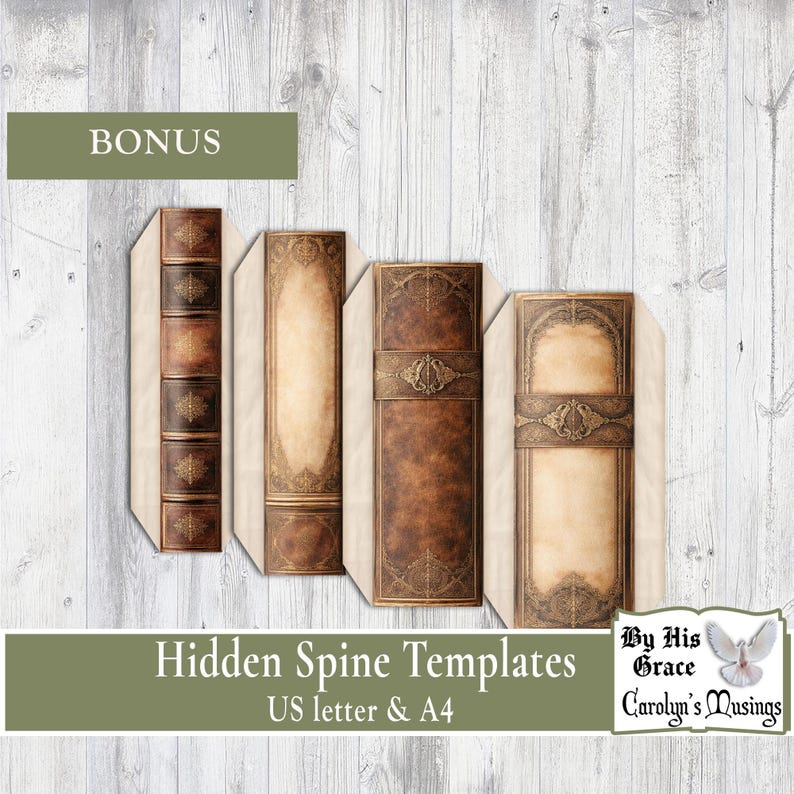 Junk Journal Spine Template, Signature Hole Guide, US Letter an A4 ...