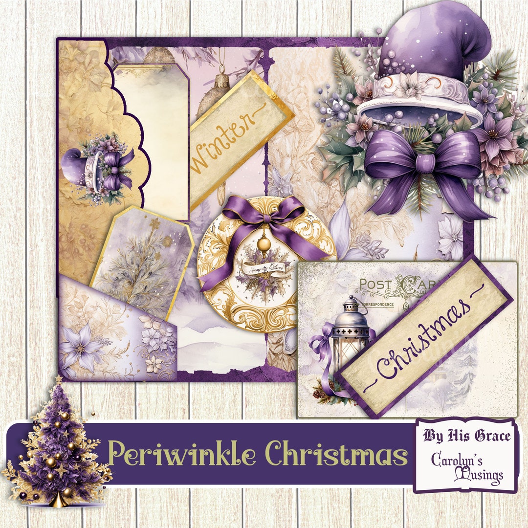 Periwinkle Christmas Junk Journal Kit: Purple & Gold Printable Papers ...