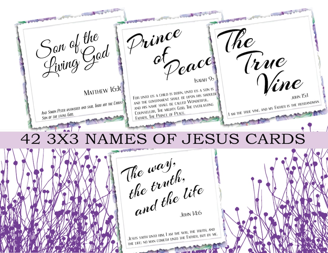 42 Names of Jesus Printable Scripture Cards With KJV Reference and ...