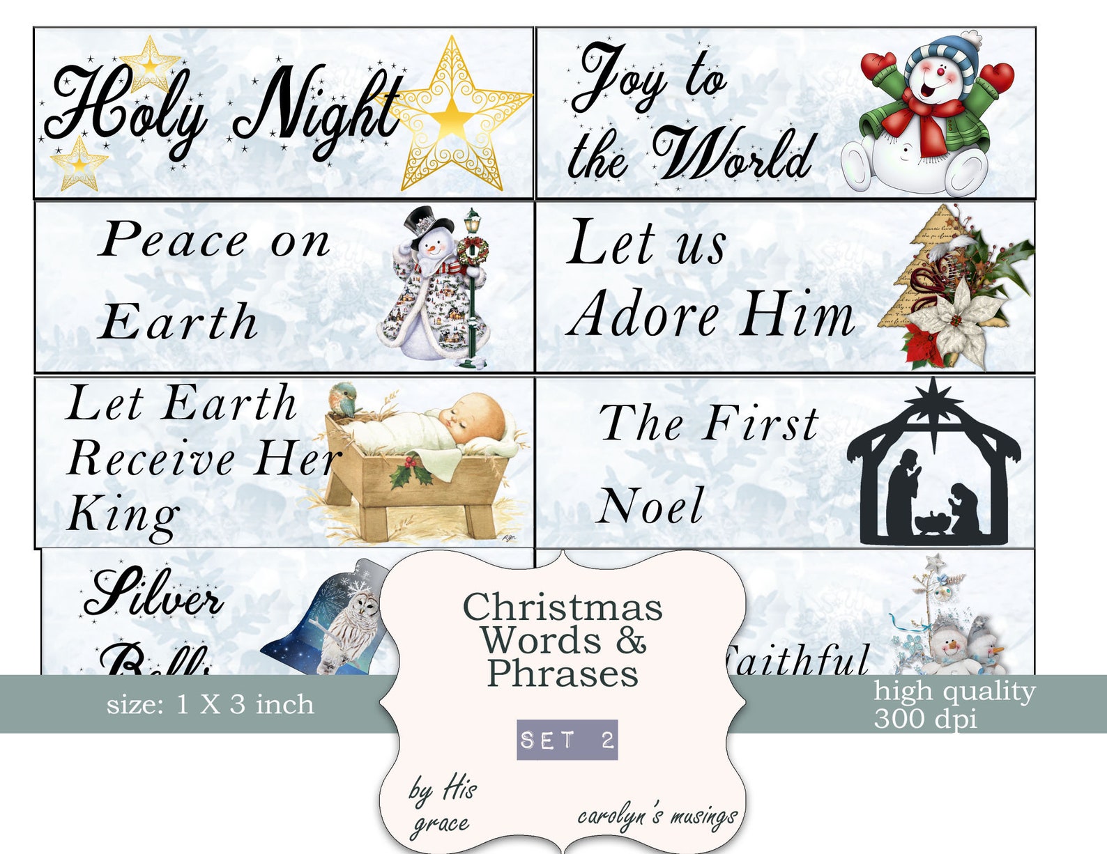 Printable Christmas Words and Phrases 37 Pieces Instant - Etsy