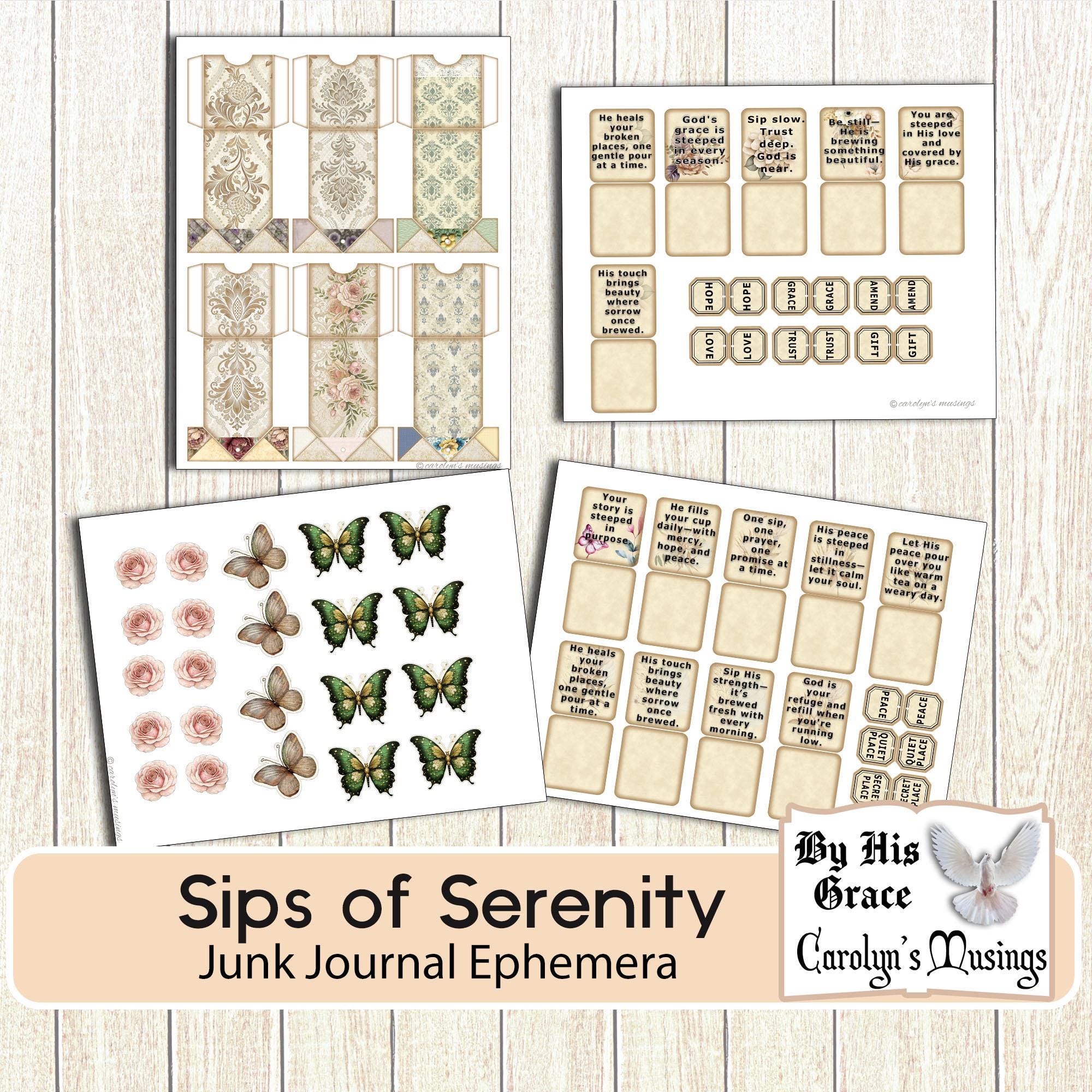 Christian Tea Ephemera Kit: Vintage Bible Journal Scrapbook Sips of ...