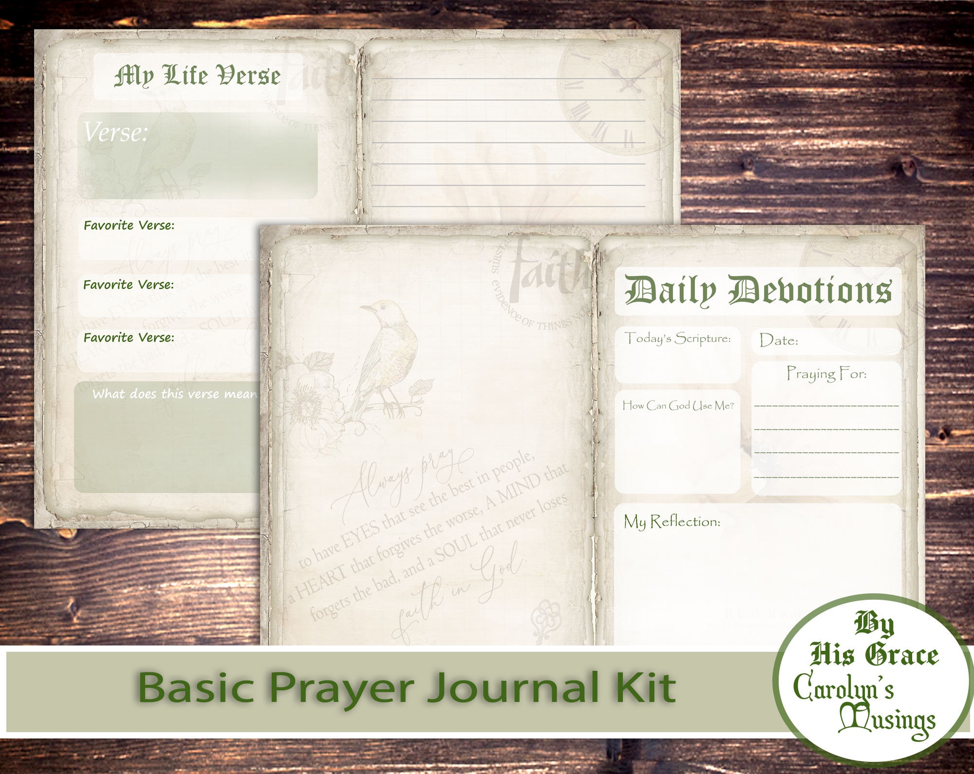 Neutral Prayer Journal Kit: Bible Study, Devotionals (digital Download ...