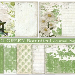Printable Green Botanical Journal Kit, Collage Sheets (digital Download ...