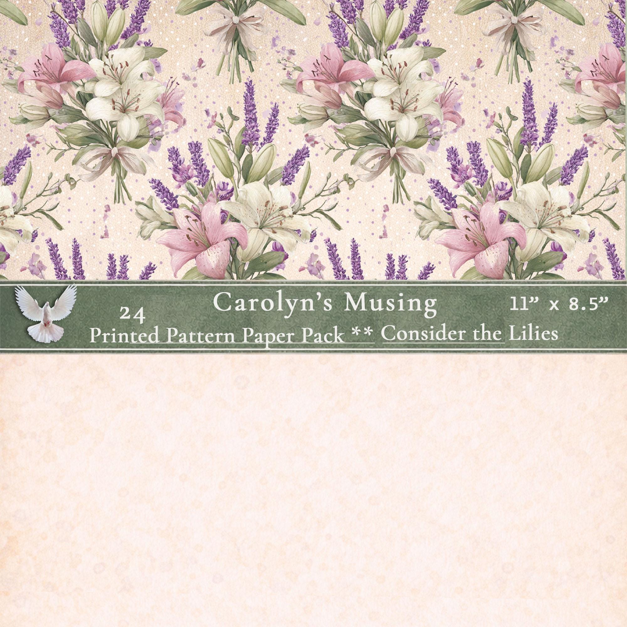 Vintage Floral Digital Paper Pack Printable Consider the Lilies, Faith ...