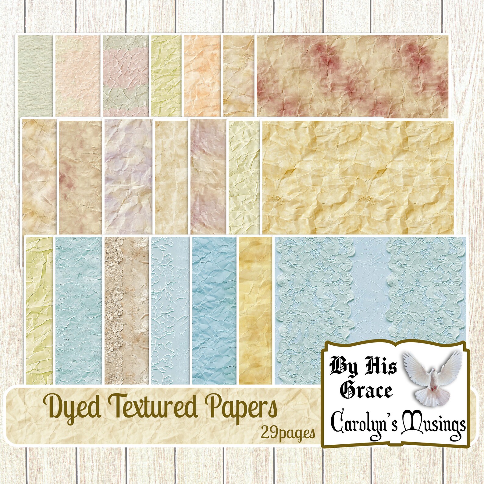Dyed Textured Papers: Printable Junk Journal Pages (digital Download ...