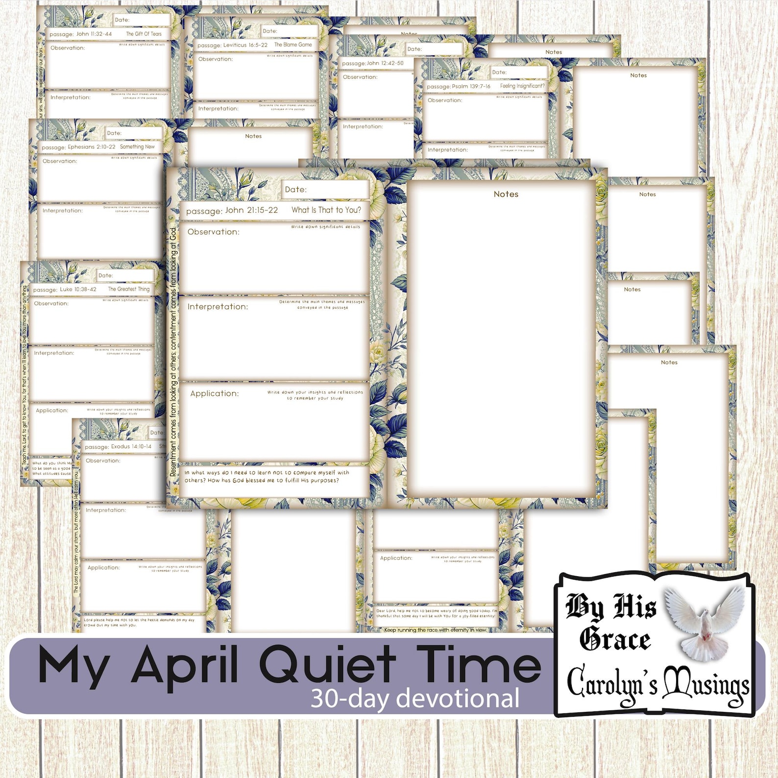 Faith Based Junk Journal Printables: April Devotional Kit (digital ...