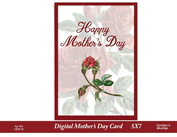 Digital Mothers Day Card Printable Mother's Day Greeting - Etsy