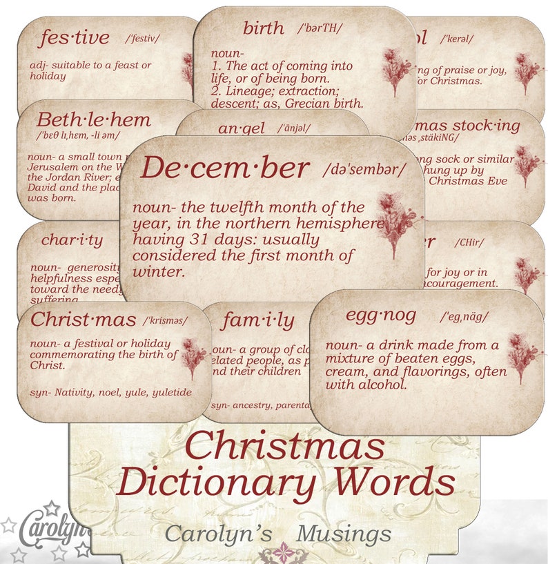 Christmas Dictionary Words Junk Journal Printable Journal - Etsy