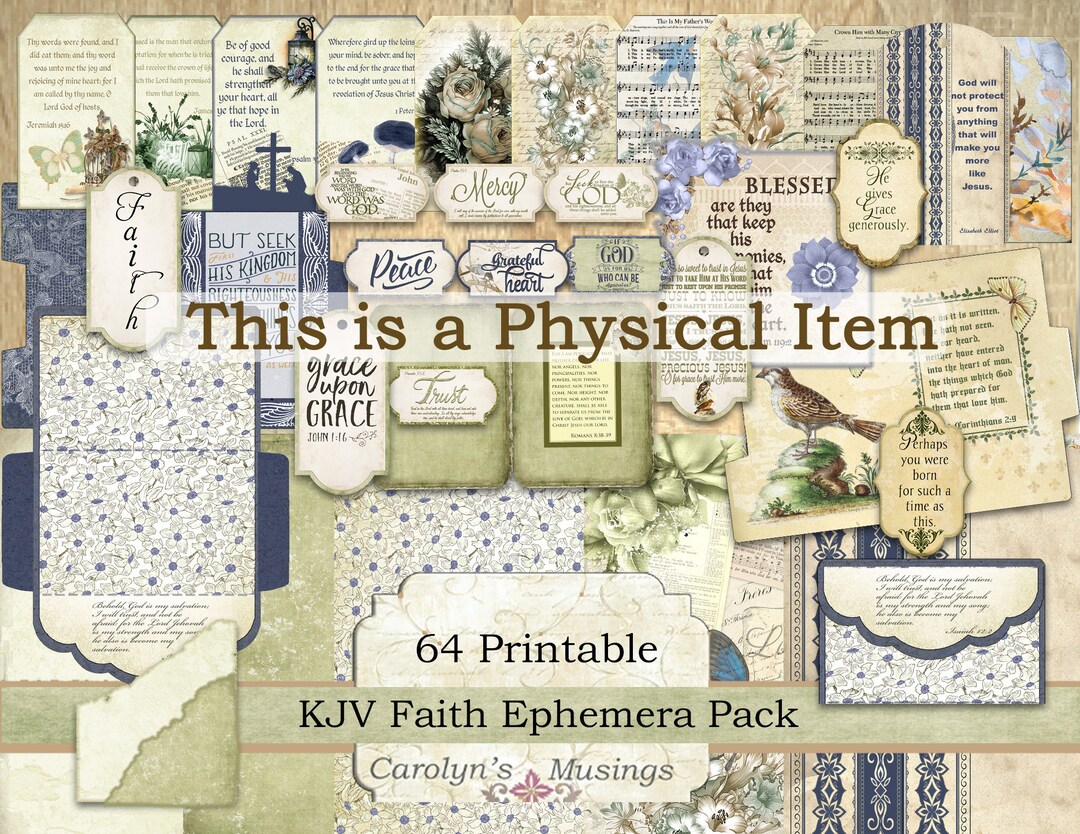 KJV, Faith Ephemera, Printed Journal Kit, KJV Ephemera, Journal ...