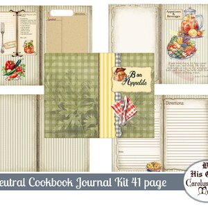 Junk Journal Kit, Recipe, Book, Neutral, Cook, Gift Idea, Mother's Day ...