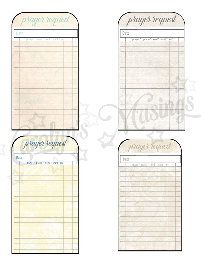 Printable Prayer Request Journal Cards Junk Journal Prayer - Etsy