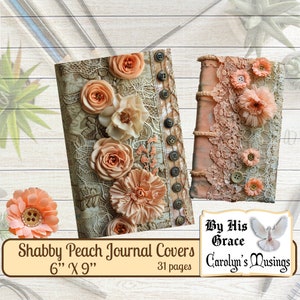 Junk Journal Vintage Peach Shabby Journal Covers, Peach, Vintage ...