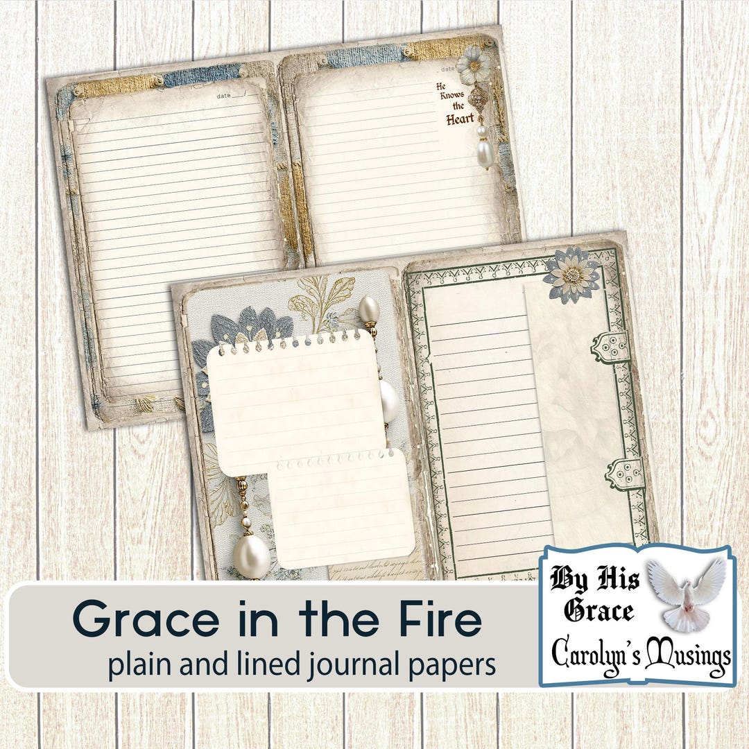 Christian Junk Journal Kit: Grace in the Fire Writing Pages (digital ...
