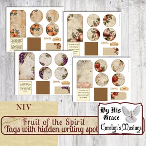 Printable Fruit of the Spirit Journal Tags | 18 Faith Ephemera Tags ...