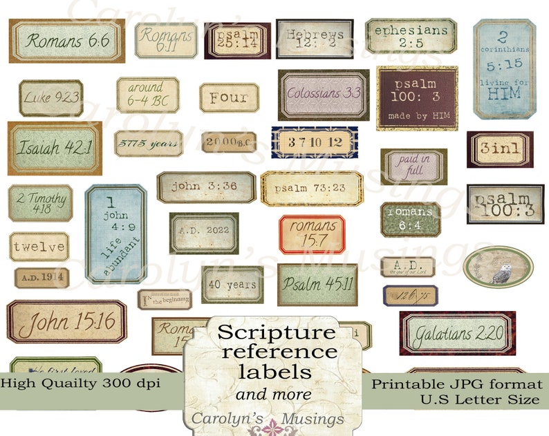 Printable Scripture Reference Labels Prayer Journal Ephemera | Etsy