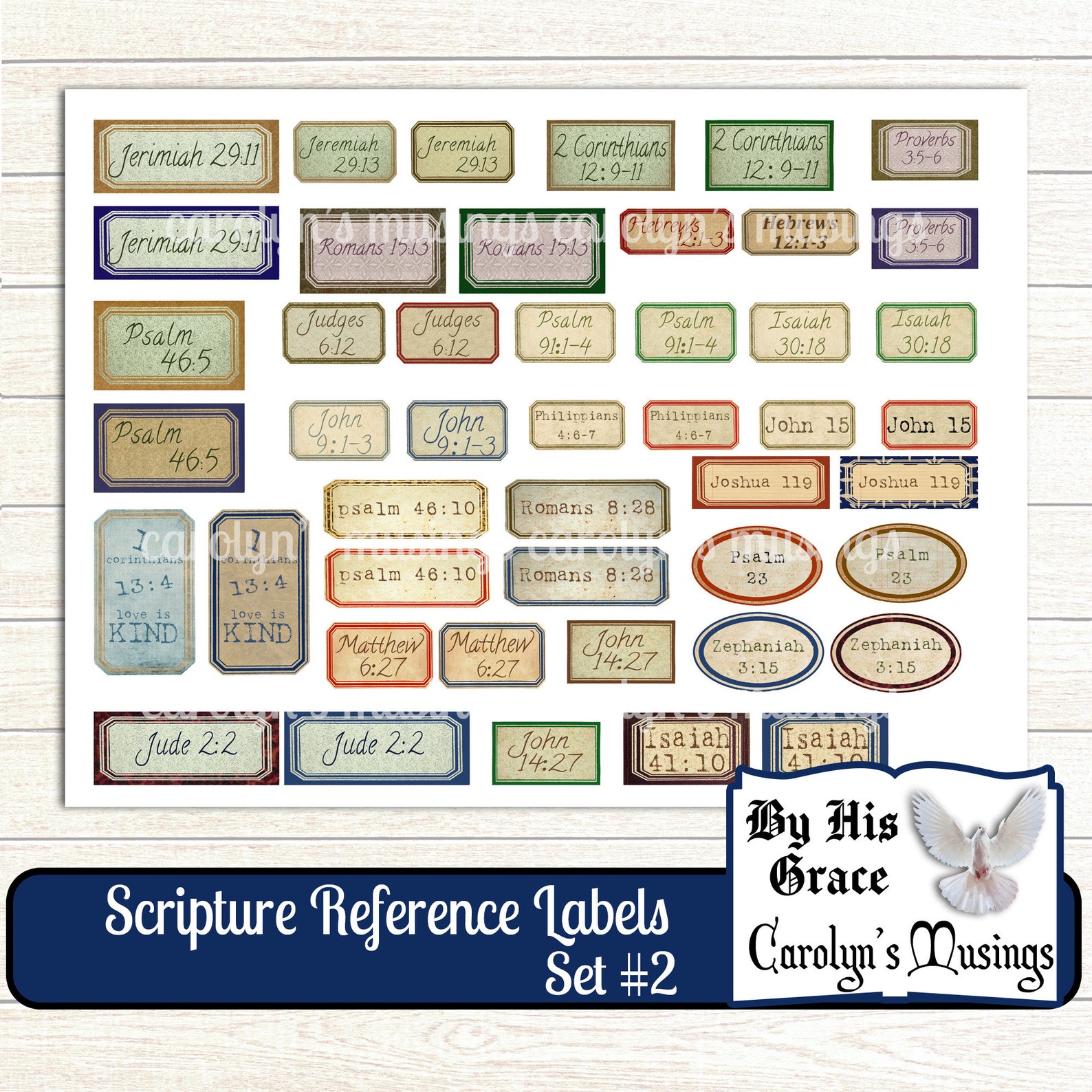 Scripture Reference Labels Set #2: Printable Prayer Journal Ephemera ...