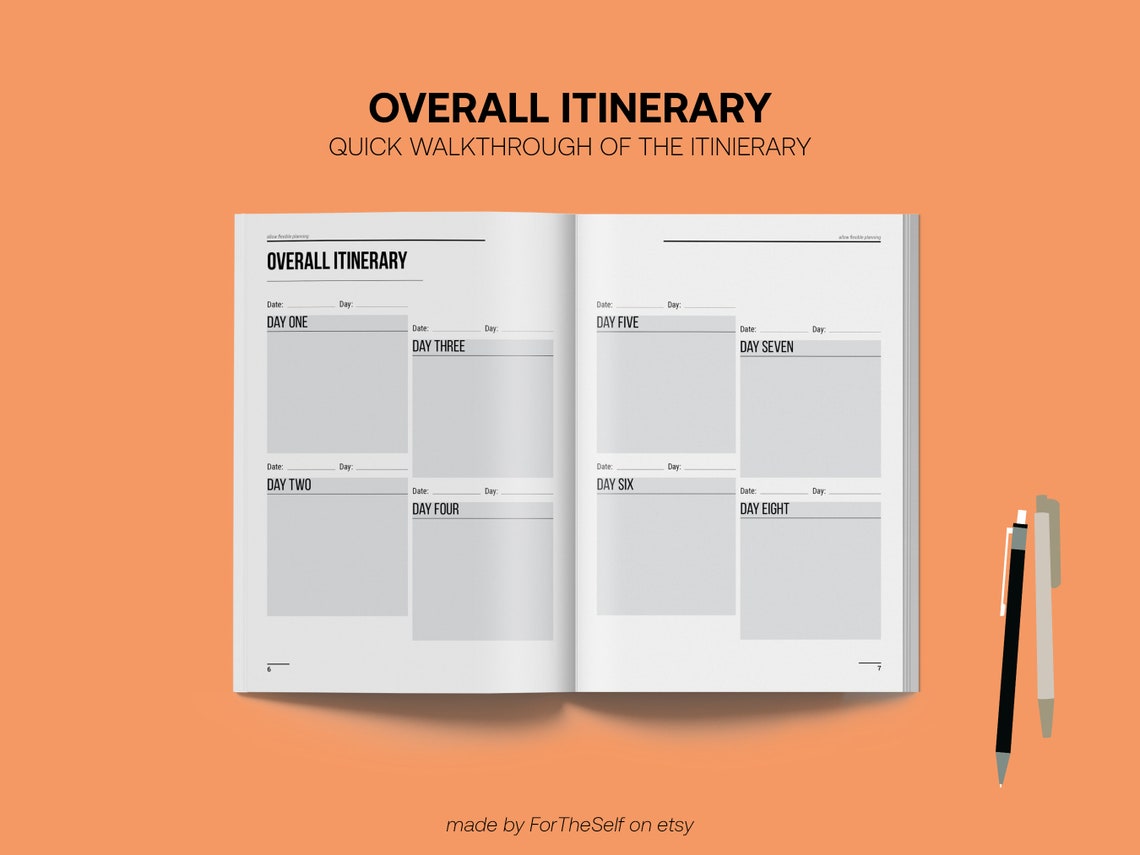 Travel Itinerary Trip Itinerary Travel Organizer Vacation Itinerary ...