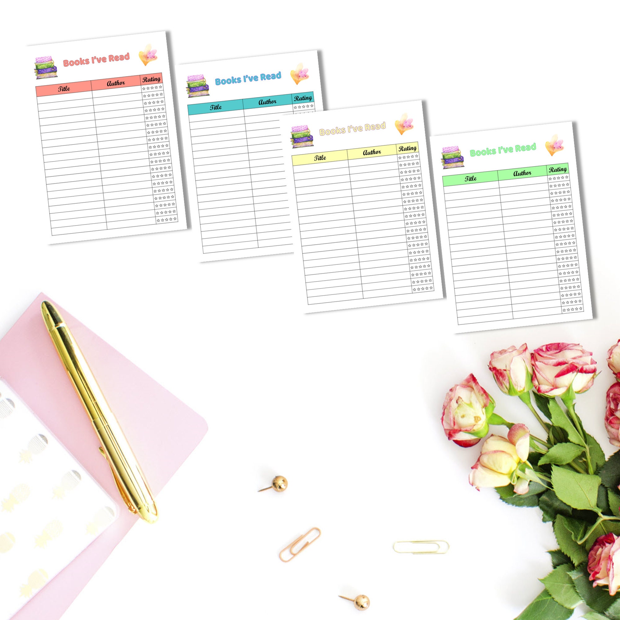 Printable Reading Log Pack 8 Different Colored Log Pages - Etsy