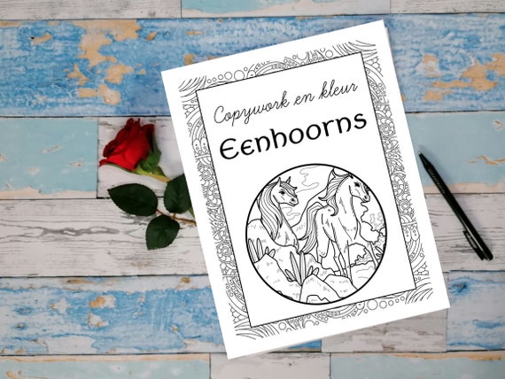 English Copywork and Color Unicorns | Etsy