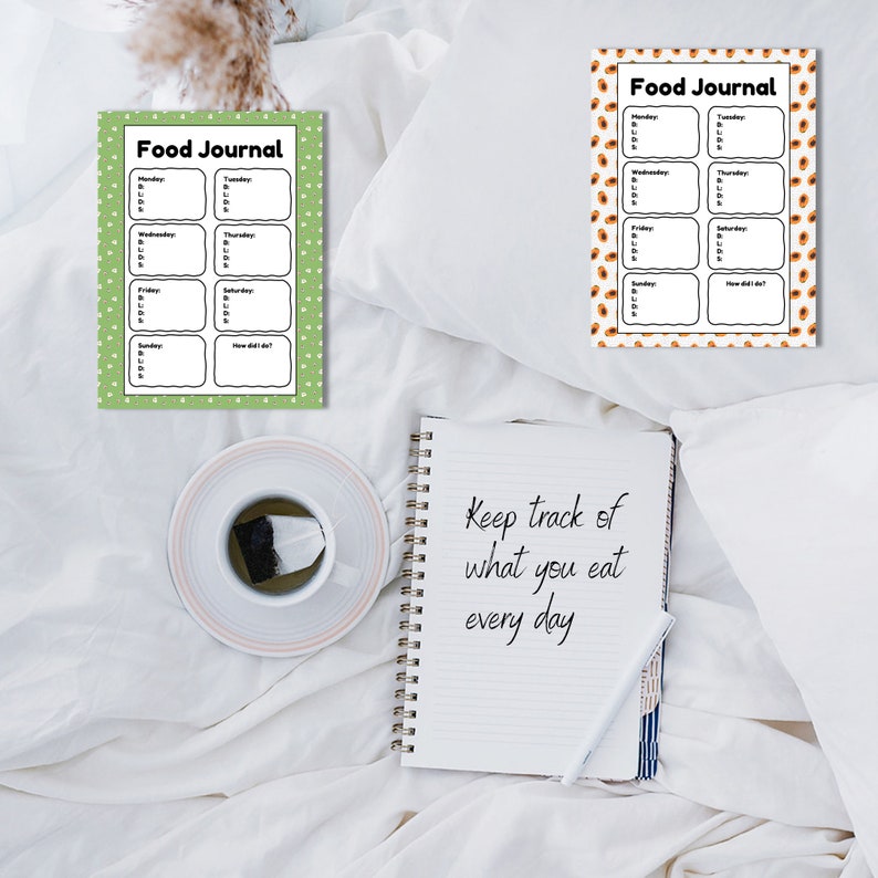 Food Log Food Tracker Meal Tracker Meal Log 8 Different Backgrounds - Etsy