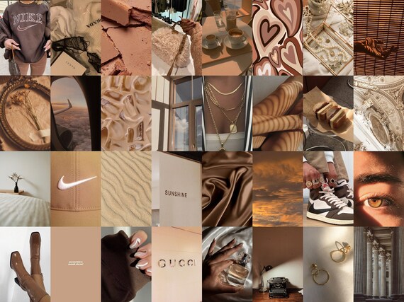 Brown and Beige Wall Collage Kit digital 65pcs - Etsy